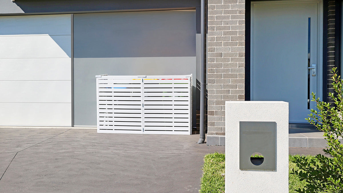Bindi Outdoor Bin Enclosure Coastal White | Stylish Wheelie Bin Storage ...