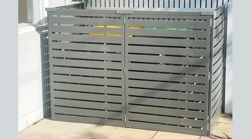 Bindi Outdoor Bin Enclosure Charcoal Stone | Stylish Wheelie Bin ...